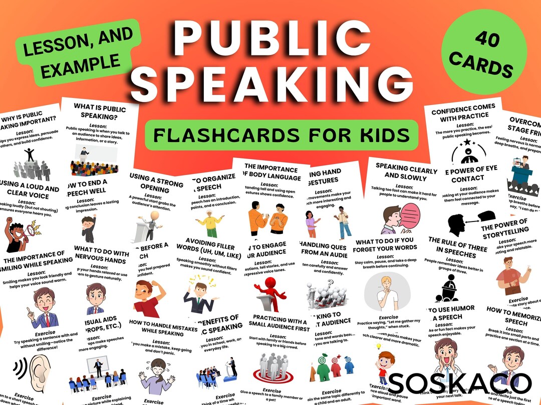 Public Speaking Flashcards for Kids, Speech Activities & Exercises ...