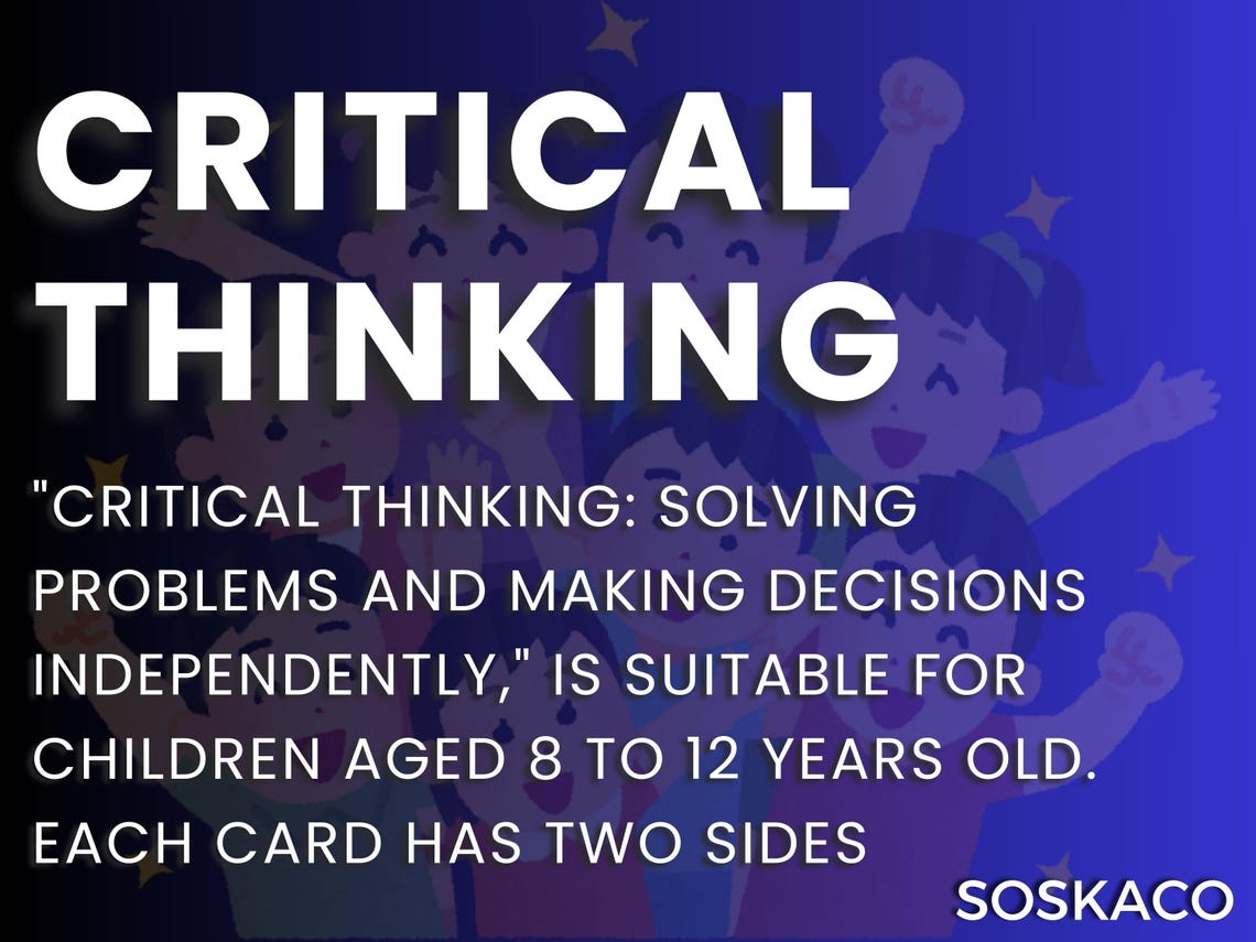 Critical Thinking Flashcards for Kids, Fun Learning Through Problem ...