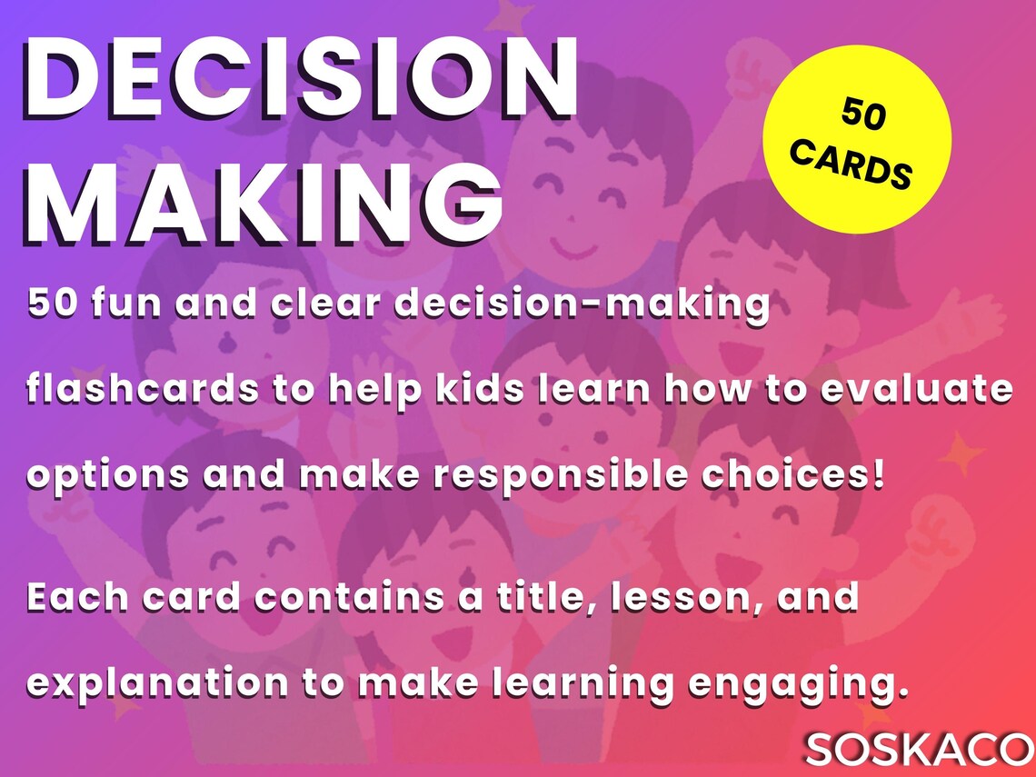 Decision Making Flashcards for Kids, Critical Thinking Cards, Problem ...