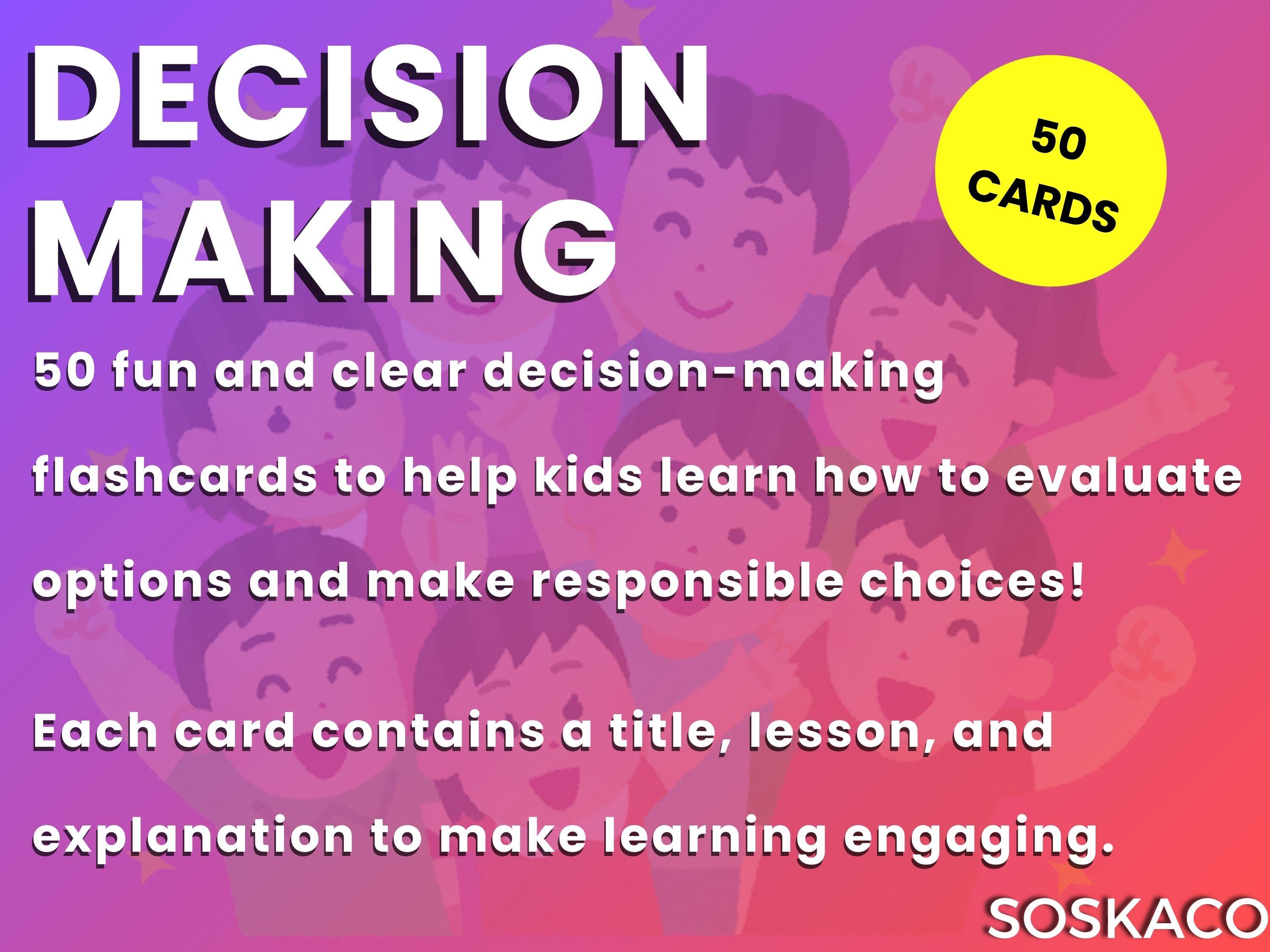 Decision Making Flashcards for Kids, Critical Thinking Cards, Problem ...