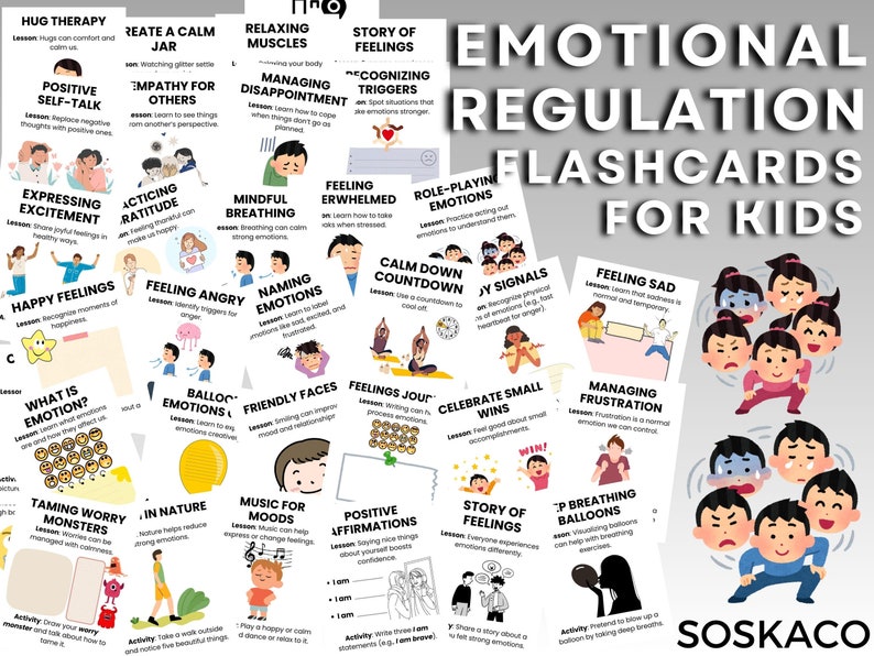 Emotional Regulation Flashcards for Kids, Cards Activities, Teach ...