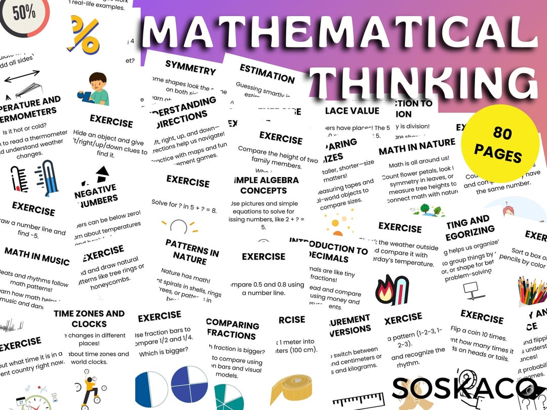 Mathematical Thinking Flashcards for Kids, Printable Math Flashcards ...