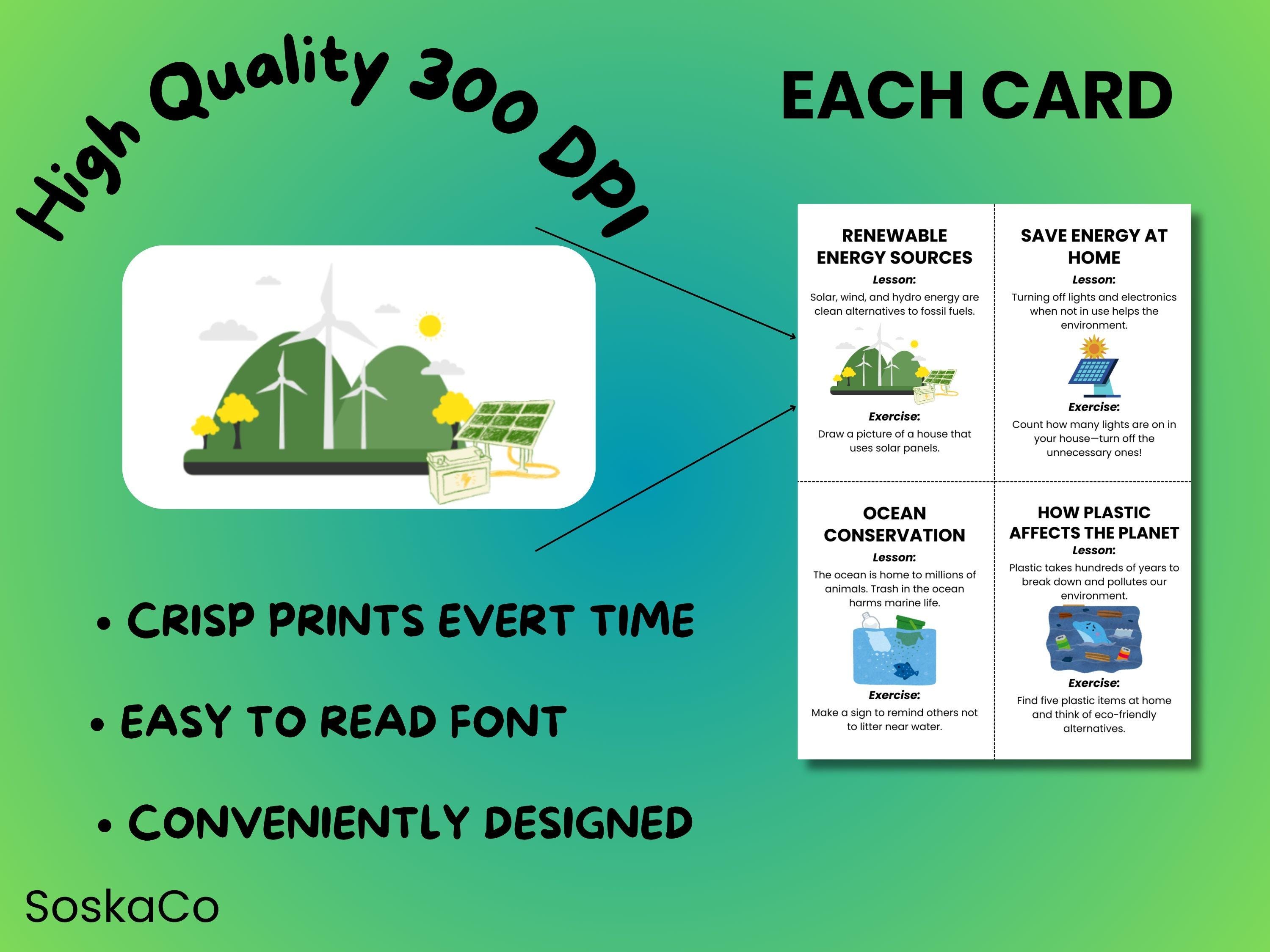 Environmental Awareness Flashcards, Sustainability Learning for Kids ...