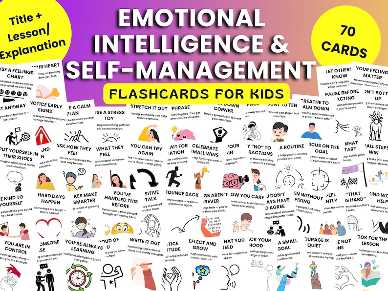 Emotional Intelligence Cards for Kids, SEL Flashcards for Self ...