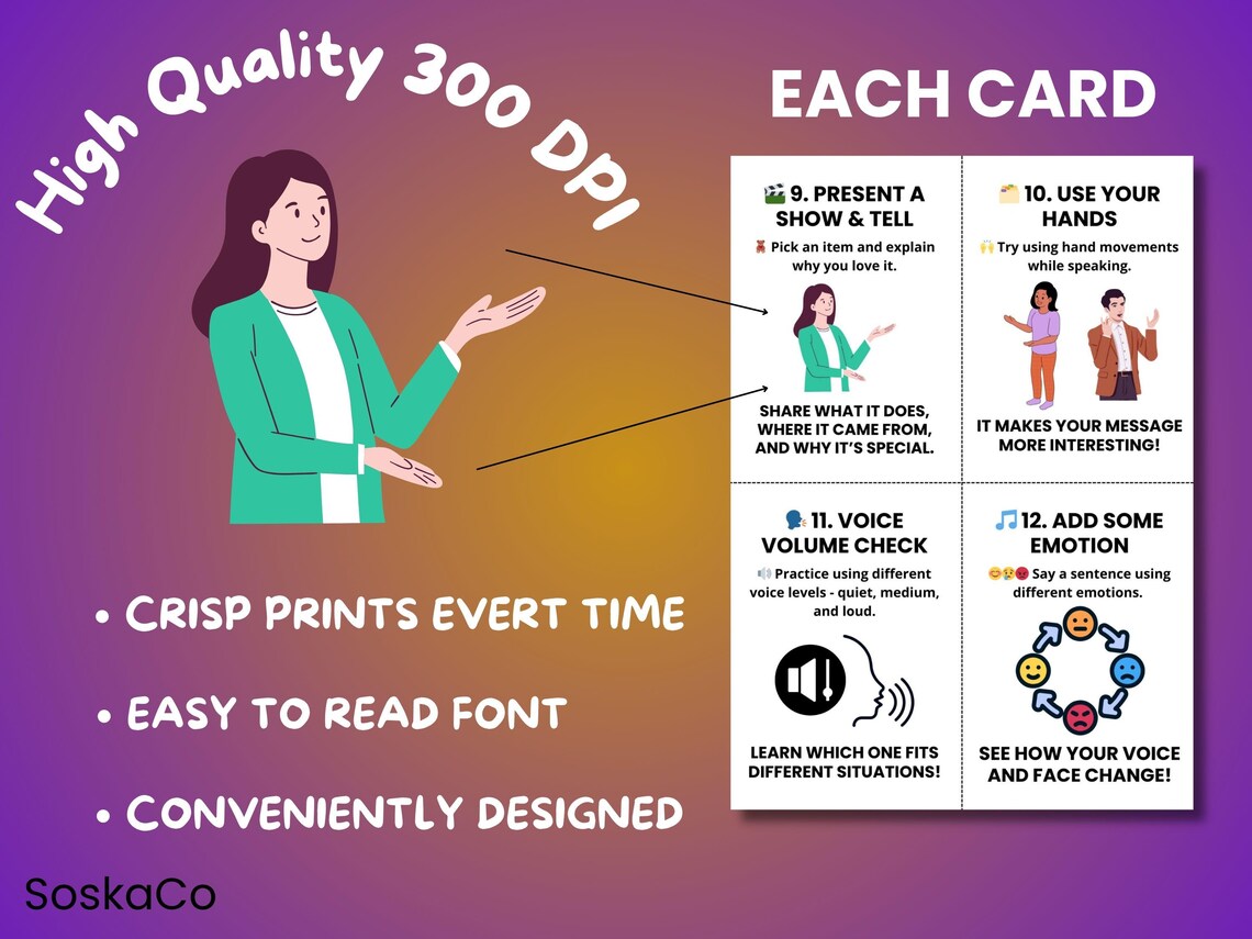 Public Speaking Flashcards for Kids, Presentation Skills Cards ...