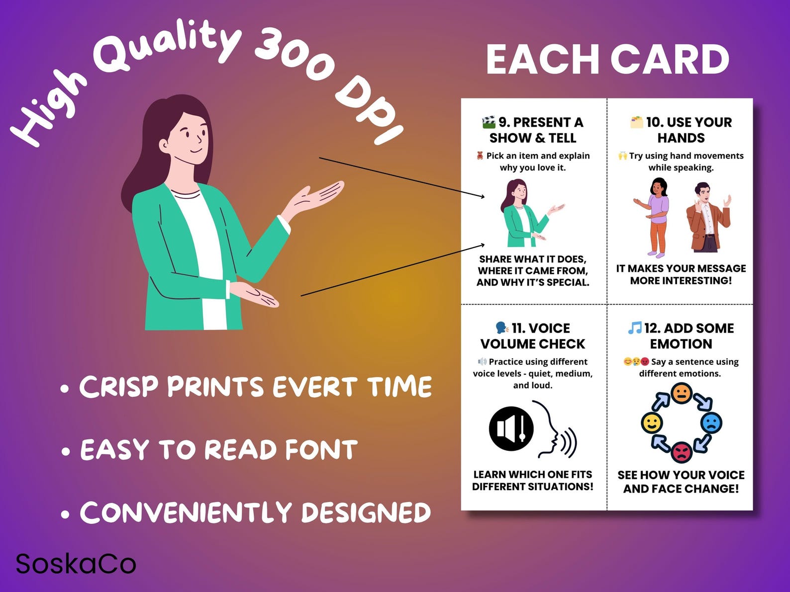 Public Speaking Flashcards for Kids, Presentation Skills Cards ...