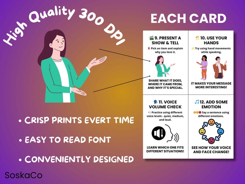 Public Speaking Flashcards for Kids, Presentation Skills Cards ...