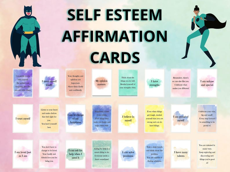 Self Esteem Activities for Kids, Affirmation Cards, Self Esteem Journal ...