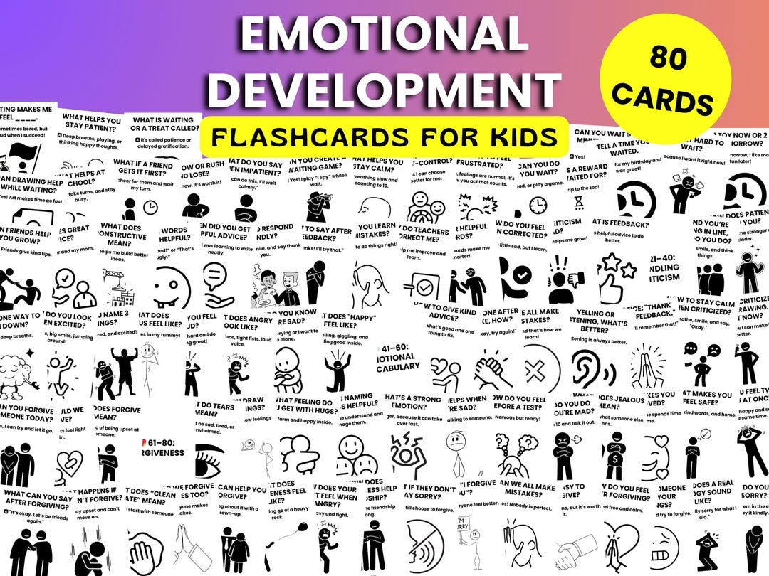 Emotional Development Flashcards, Social Skills Activities for Kids ...