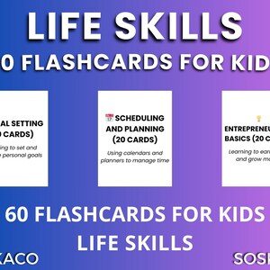 Life Skills Flashcards for Kids, Learning Entrepreneurship Activities ...