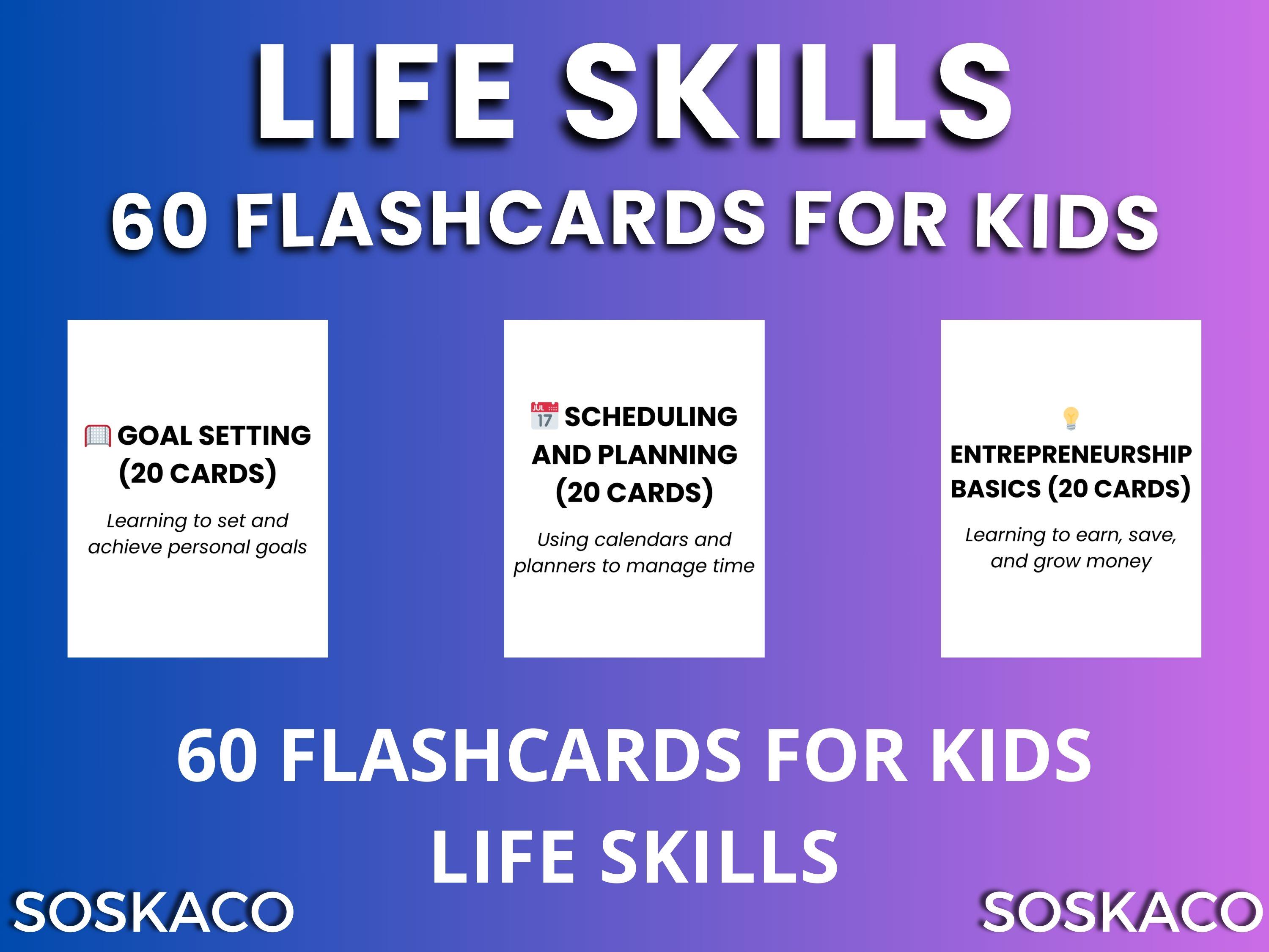 Life Skills Flashcards for Kids, Learning Entrepreneurship Activities ...