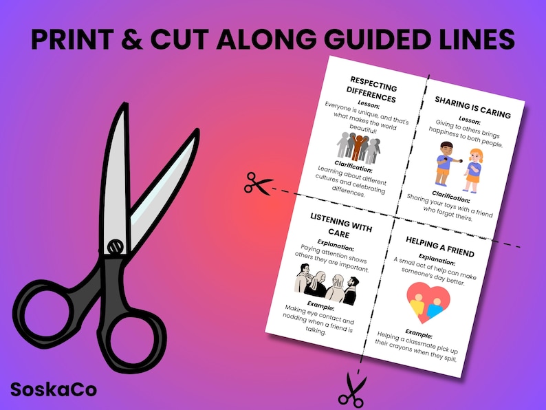 Kindness & Respect Flashcards for Kids, Social Skills Worksheet ...