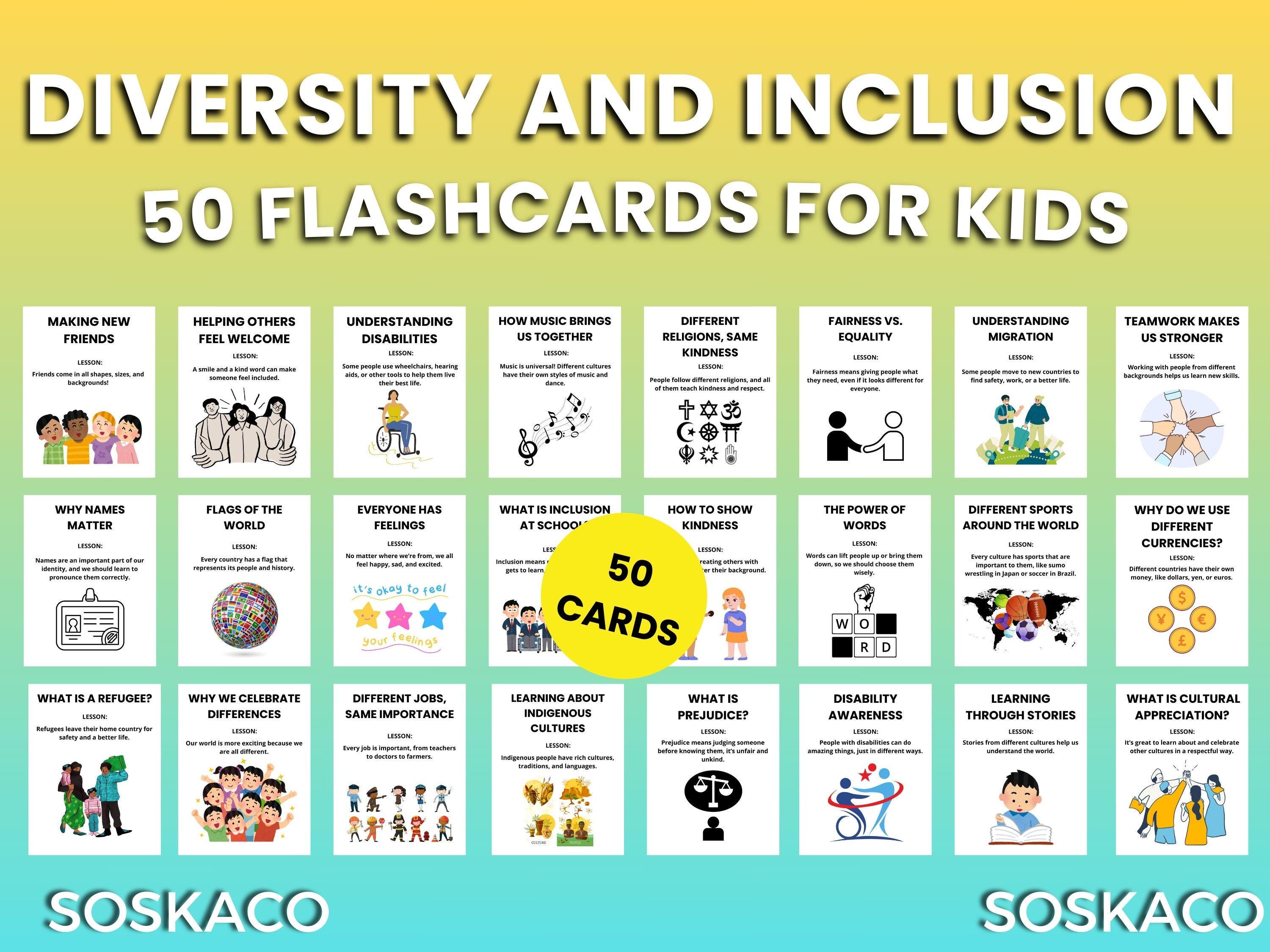 Diversity and Inclusion Flashcards for Kids, Learn Culture Cards ...