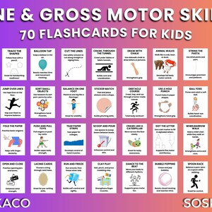Fine and Gross Motor, Kids Flashcards Printable, Coordination Exercise ...