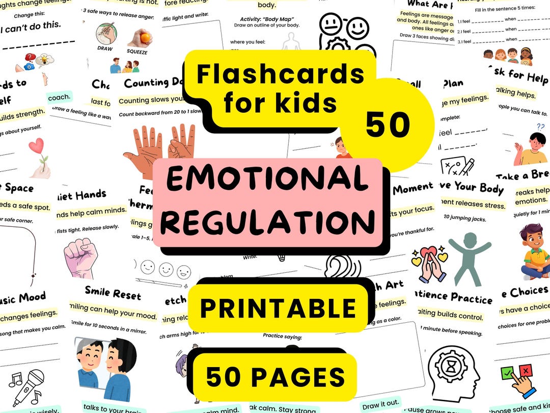 Emotional Regulation Flashcards for Kids, Social Emotional Printable ...