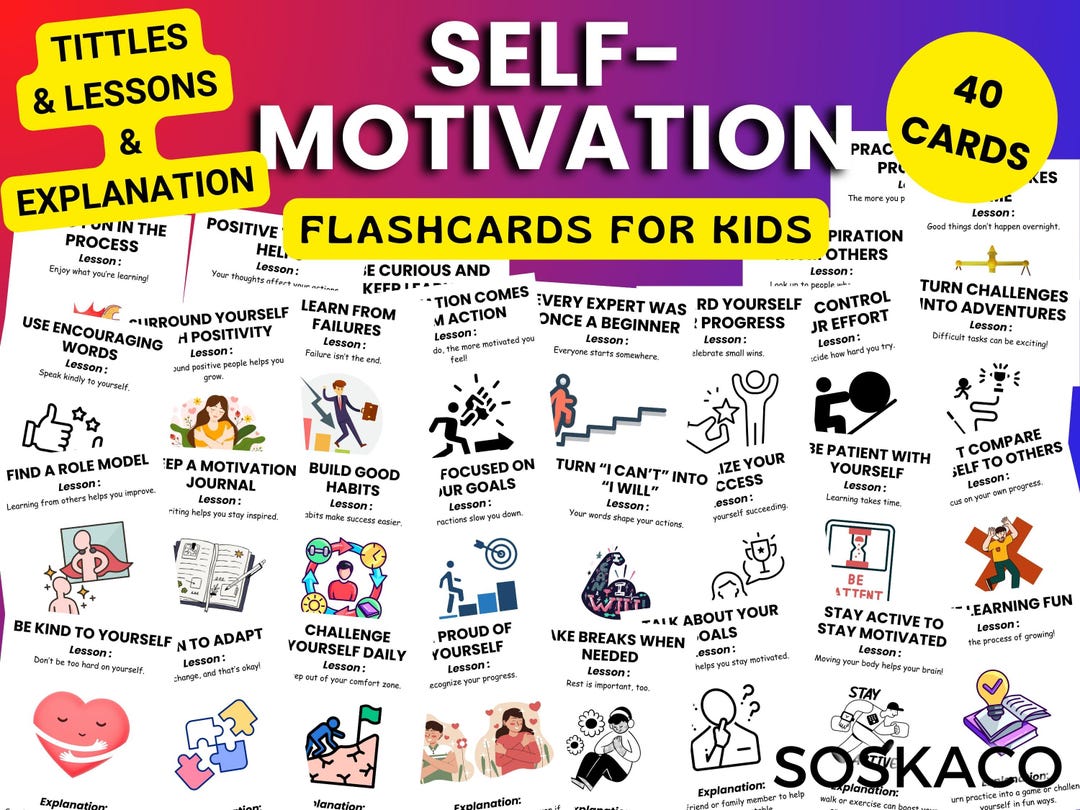 Motivation Flashcards for Kids, Growth Mindset, Affirmation Cards ...