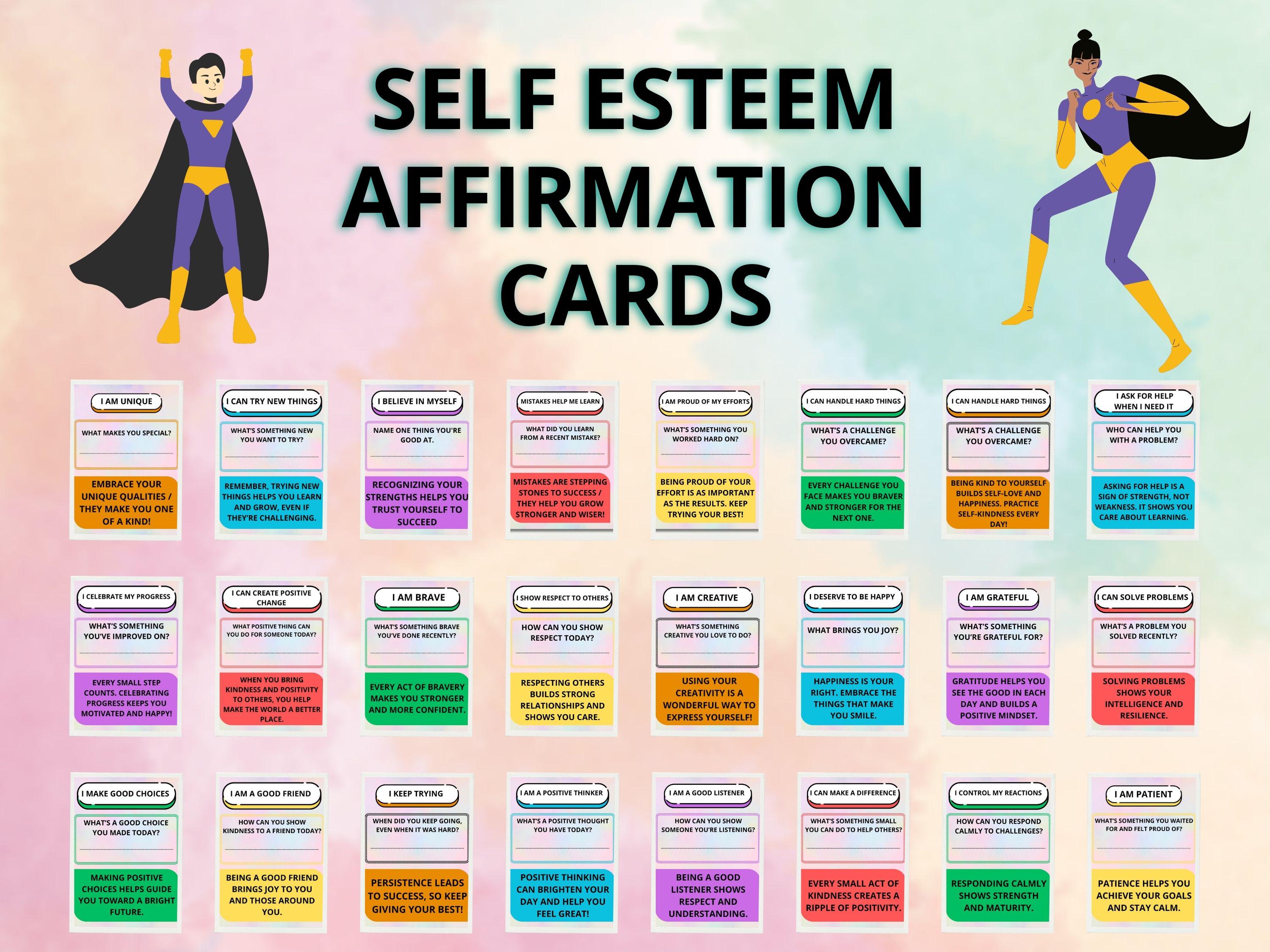 Self-esteem Flashcards for Kids, Emotional Growth Activities, Building ...