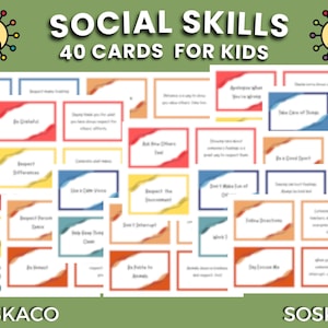 Social Skills Flashcards for Kids, Social Skills Game, Empathy, Sharing ...