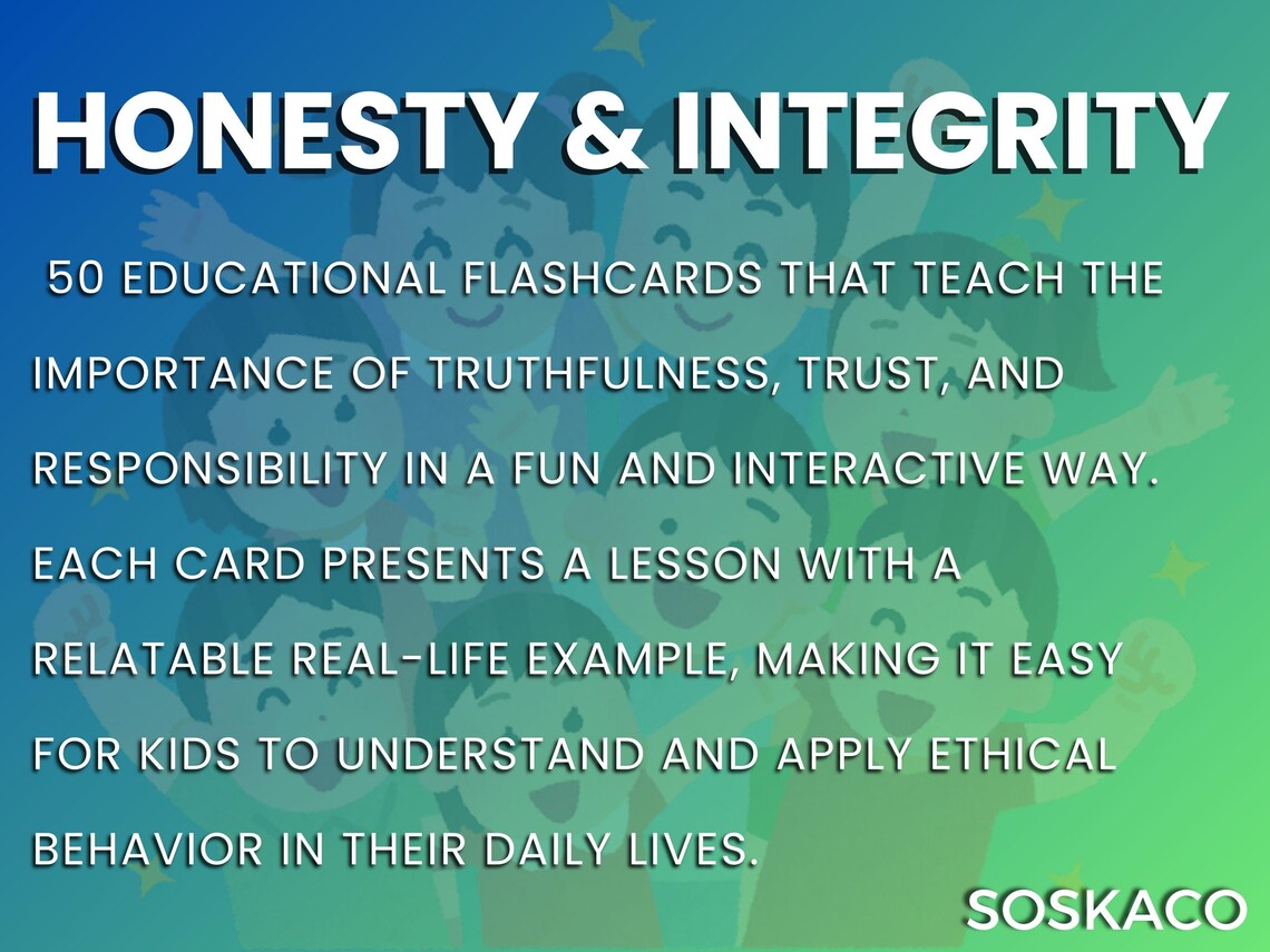 Honesty and Integrity Flashcards for Kids, Teach Truthfulness, Response ...