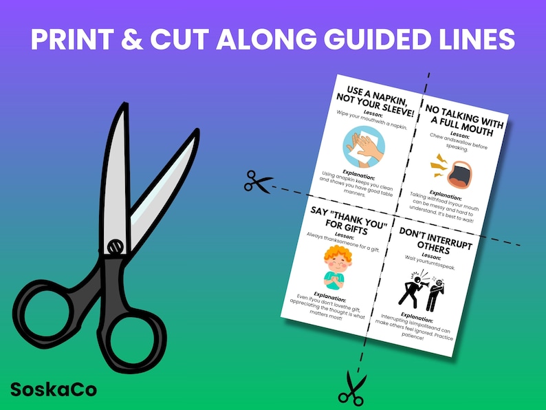 60 Manners and Etiquette Flashcards, Teach Kids Politeness, Social ...