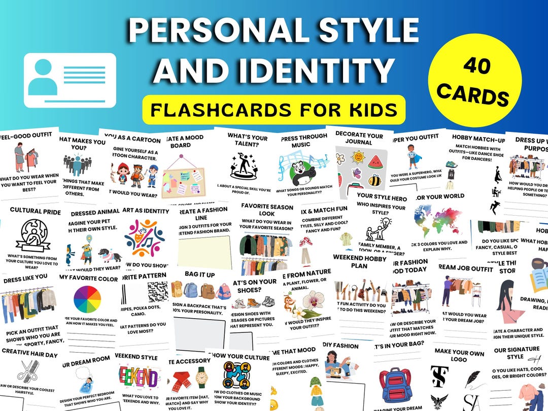 Personal Style Flashcards Activity for Kids, Self Expression Learning ...