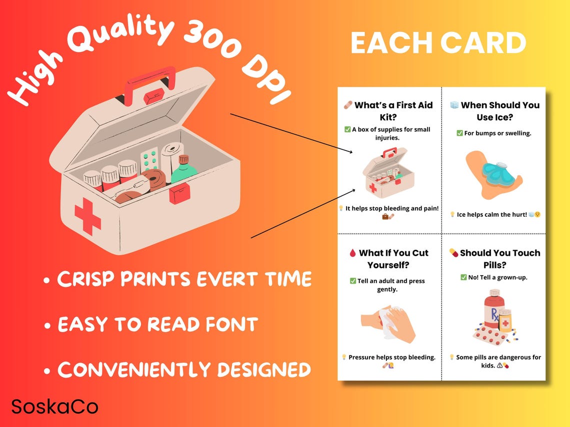 Emergency Preparedness Flashcards for Kids, Safety Skills Learning ...