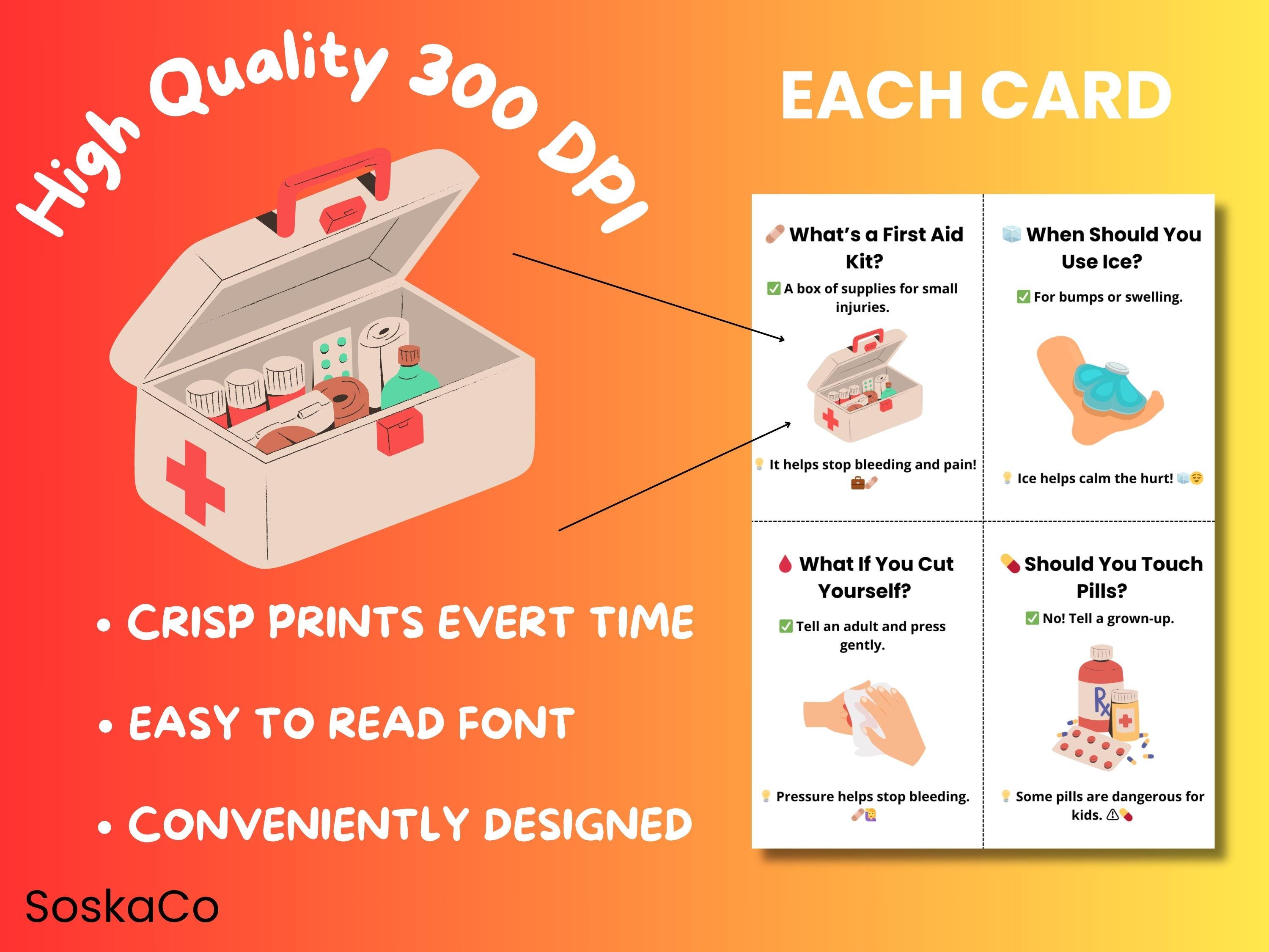 Emergency Preparedness Flashcards for Kids, Safety Skills, First Aid ...