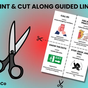 Emergency Preparedness Flashcards for Kids, First Aid, Homeschool Classroom Emergency Sign ...