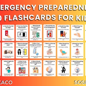Emergency Preparedness Flashcards for Kids, Safety Skills Learning ...