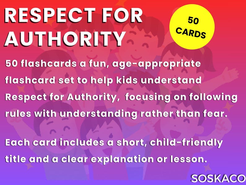 Respect for Authority Flashcards for Kids, Teach Rules, Good Behavior ...