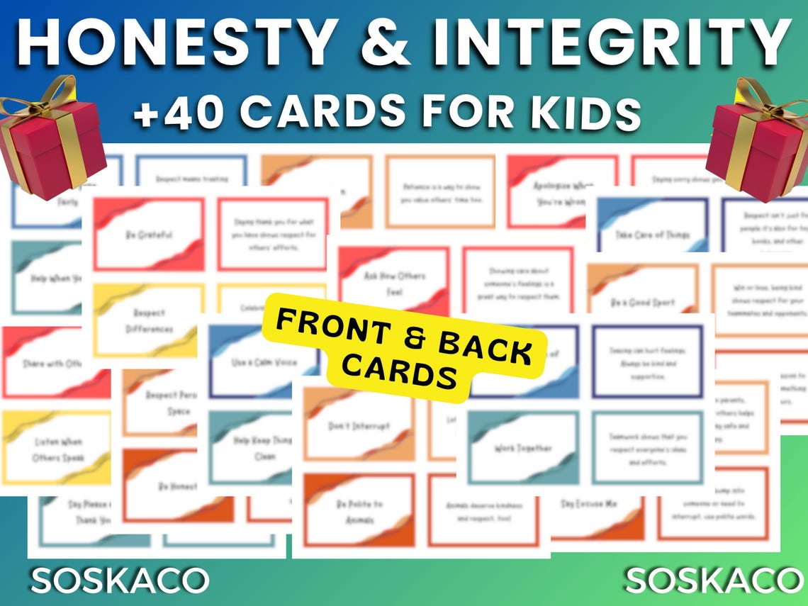 Honesty and Integrity Flashcards for Kids, Teach Truthfulness, Response ...
