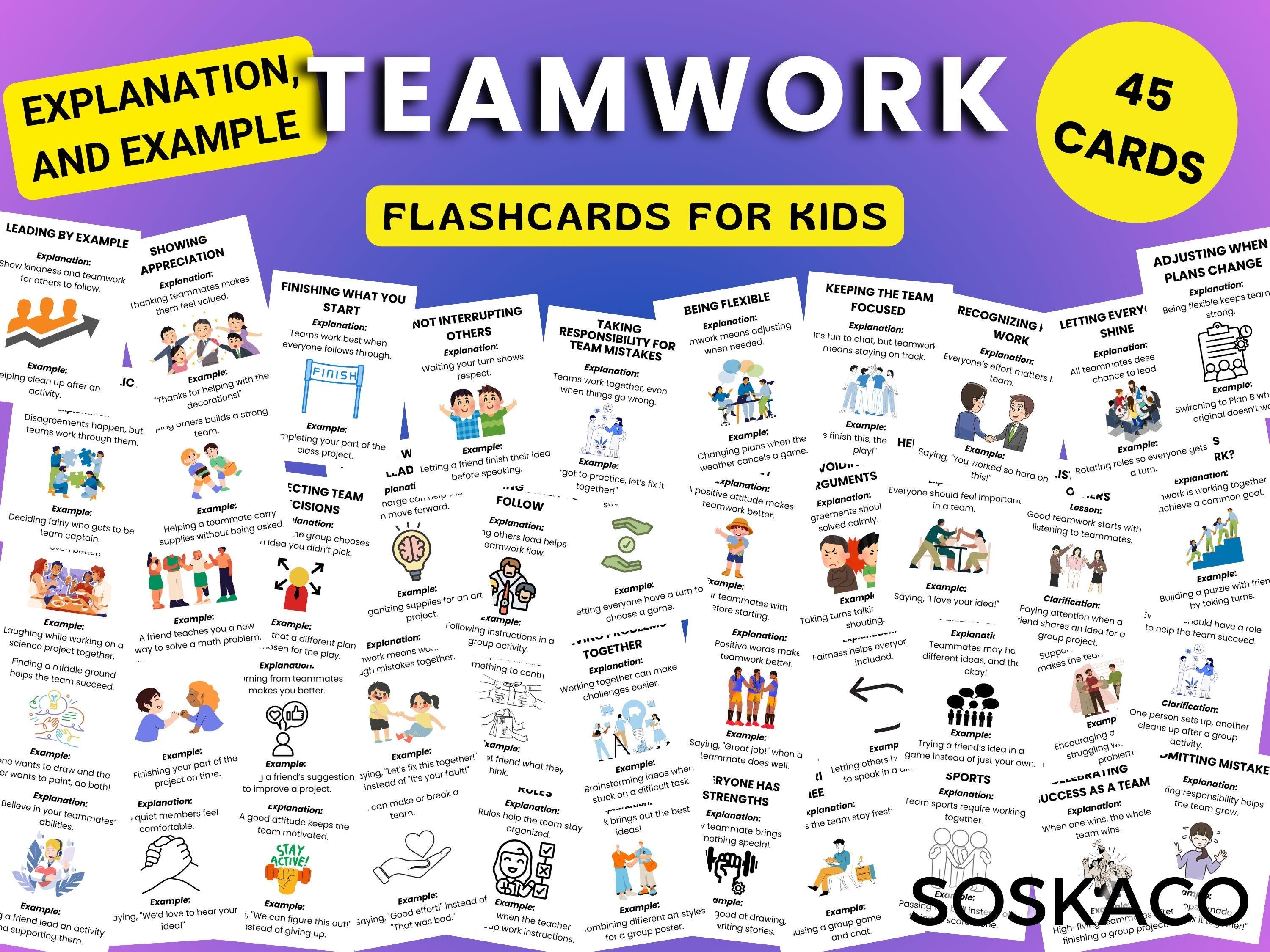 Teamwork Flashcards for Kids, Social Skills and SEL Activities, Collaboration & Communication ...