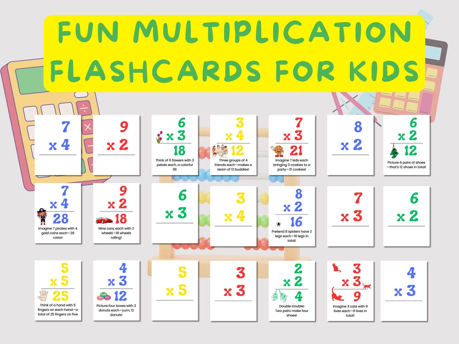 Multiplication Flash Cards for Kids, Printable Multiplication ...