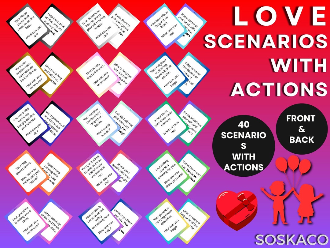 Valentines Day Love Cards, Kindness Flashcards for Kids, Teach Empathy ...