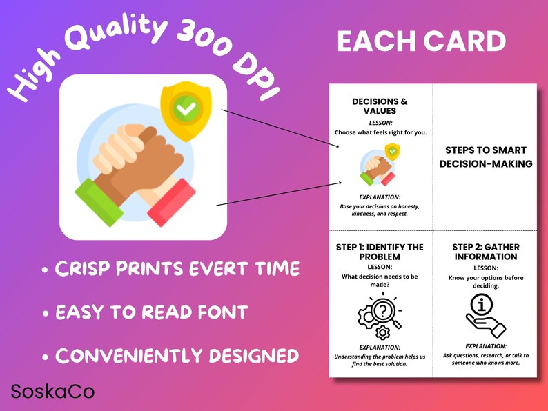 Decision Making Flashcards for Kids, Critical Thinking Cards, Problem ...