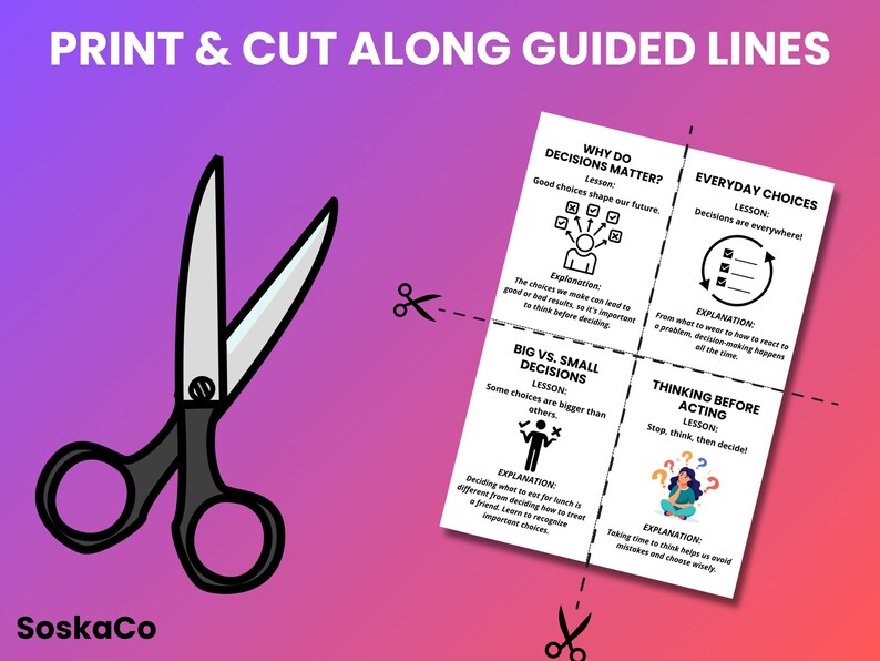 Decision Making Flashcards for Kids, Critical Thinking Cards, Problem ...