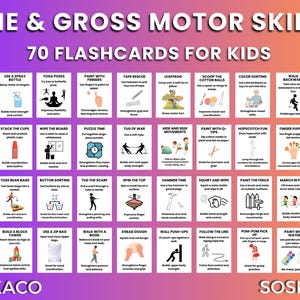 Fine and Gross Motor, Kids Flashcards Printable, Coordination Exercise ...