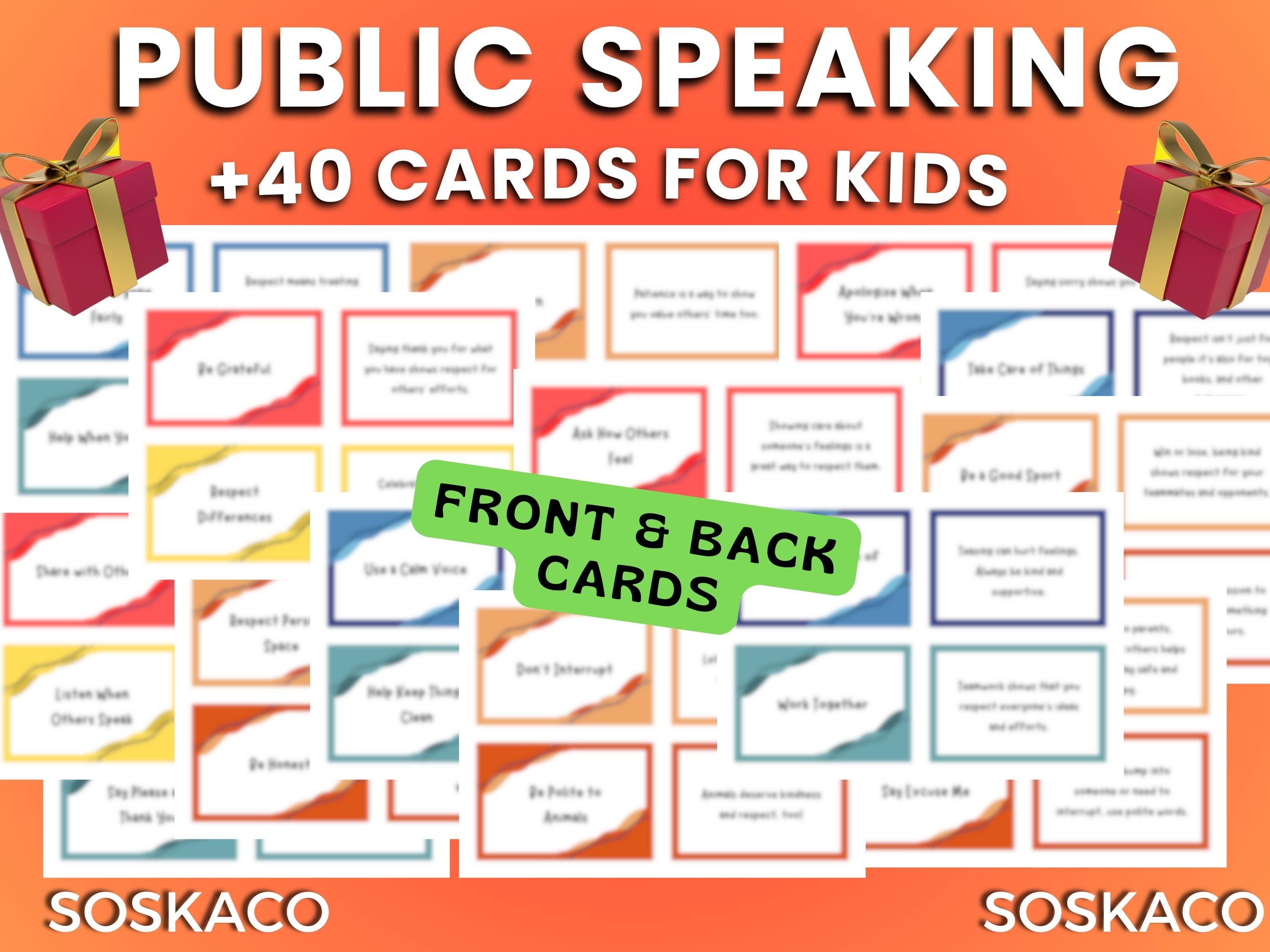 Public Speaking Flashcards for Kids, Speech Activities & Exercises ...