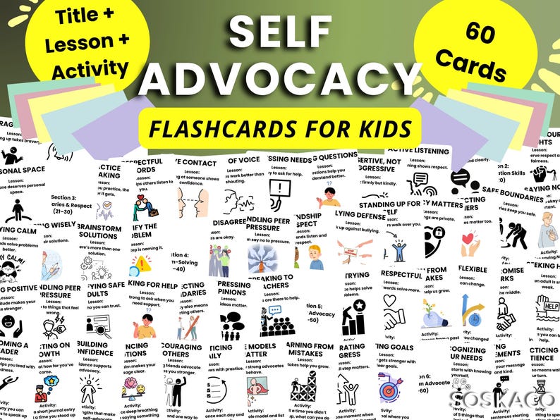 Self Advocacy Flashcards for Kids, Teach Kids to Build Confidence ...