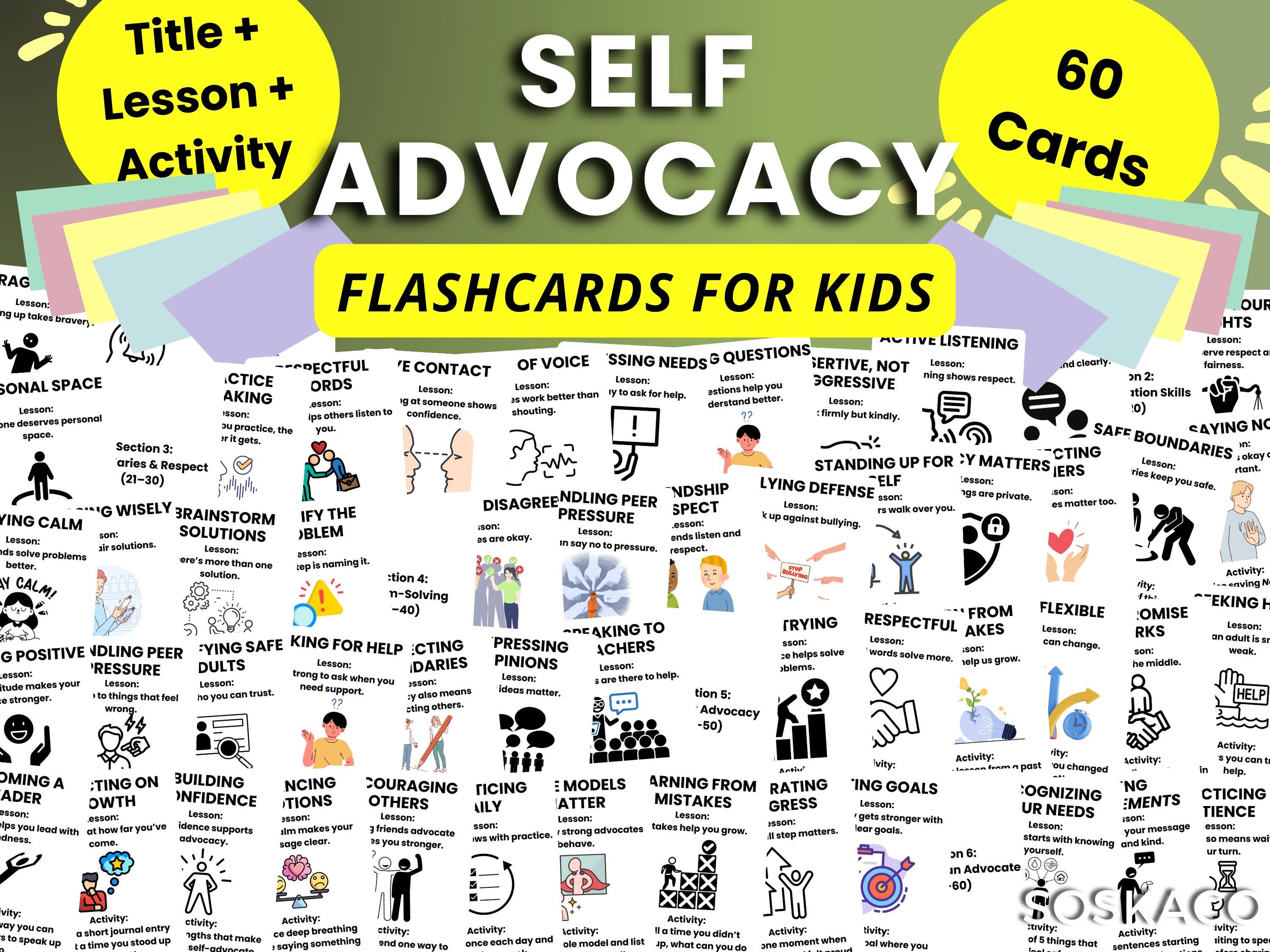 Self Advocacy Flashcards for Kids, Teach Kids to Build Confidence ...