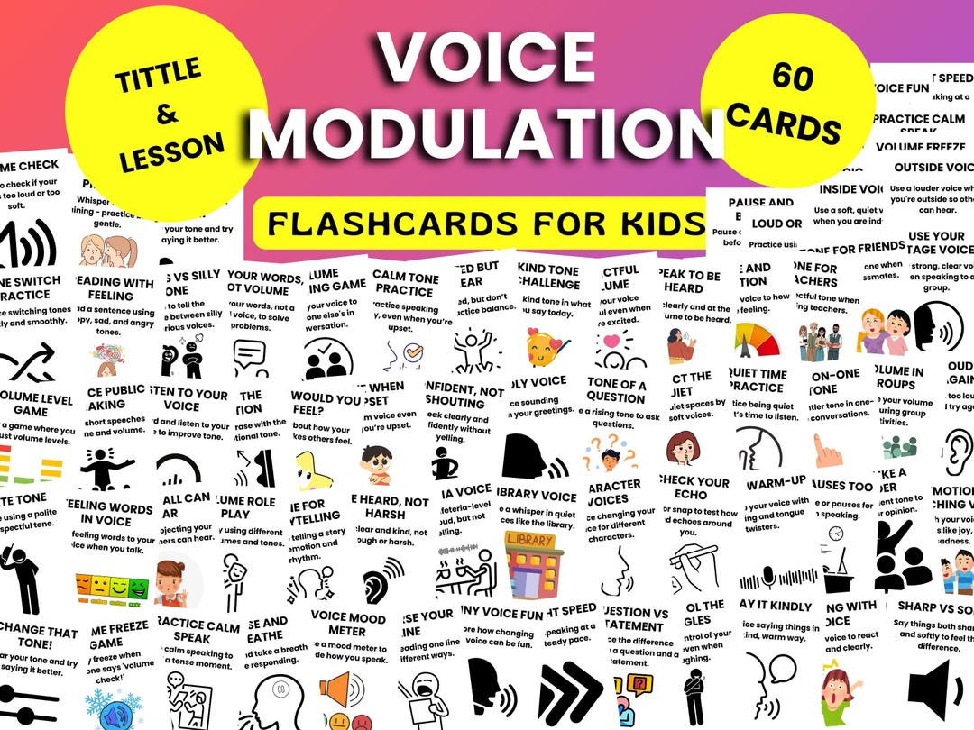 Voice Modulation Flashcards for Kids, Speech Tone Control, Printable ...