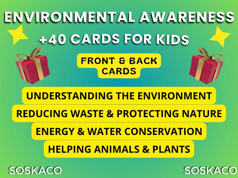 Environmental Awareness Flashcards, Sustainability Learning for Kids ...