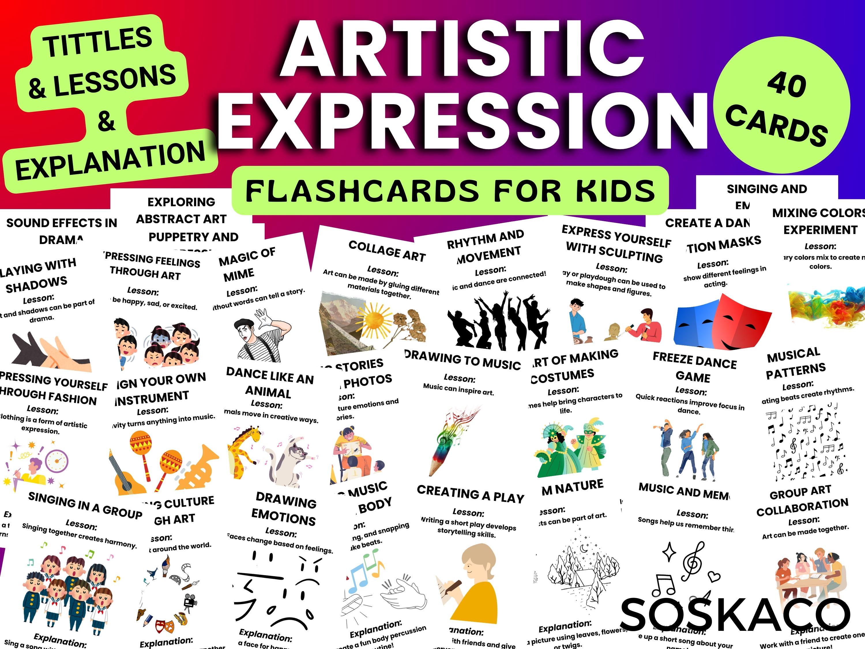 Artistic Expression Flashcards for Kids, Boost Creativity With Drawing ...