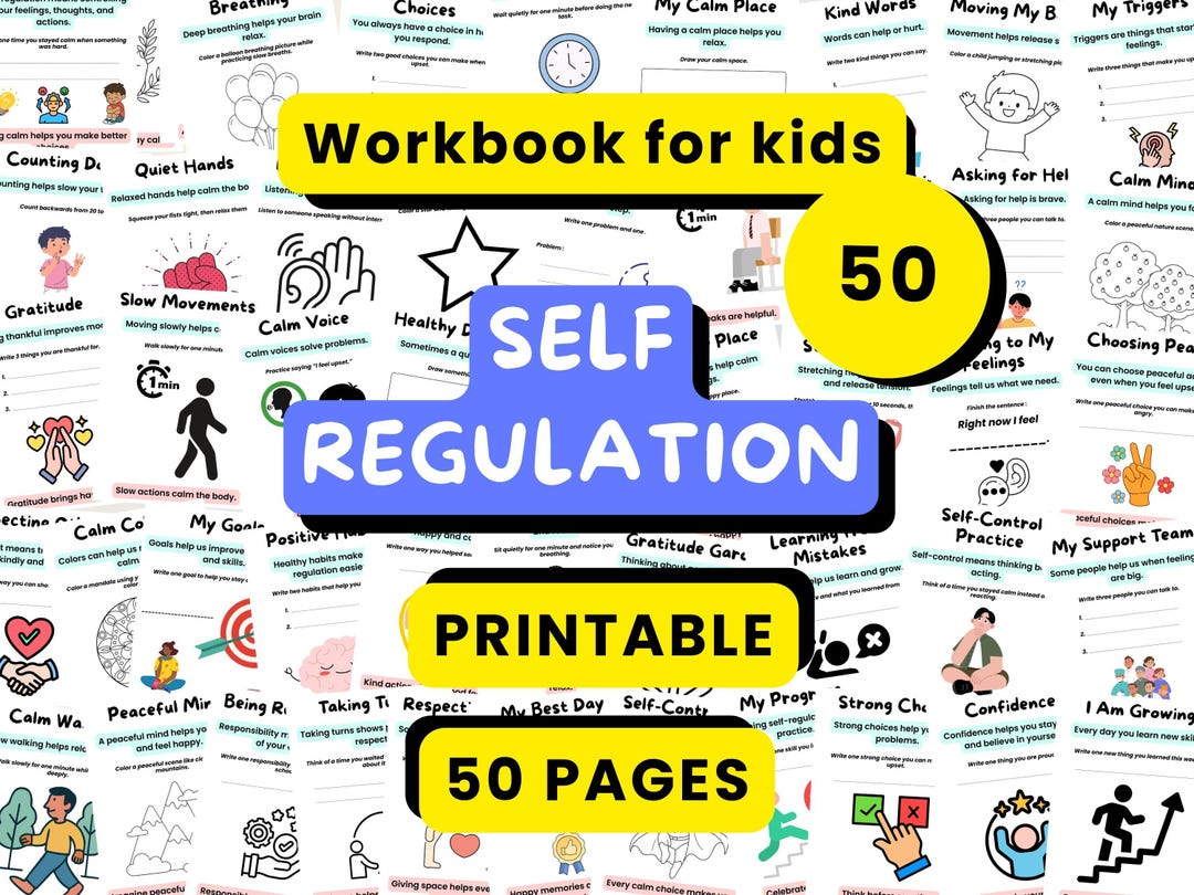 Self Regulation Workbook for Kids, Self Control Activities, Printable ...