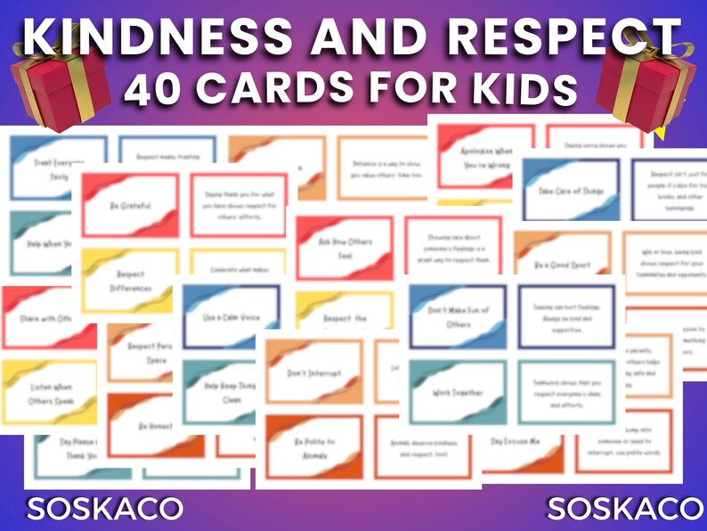 Kindness & Respect Flashcards for Kids, Social Skills Worksheet ...