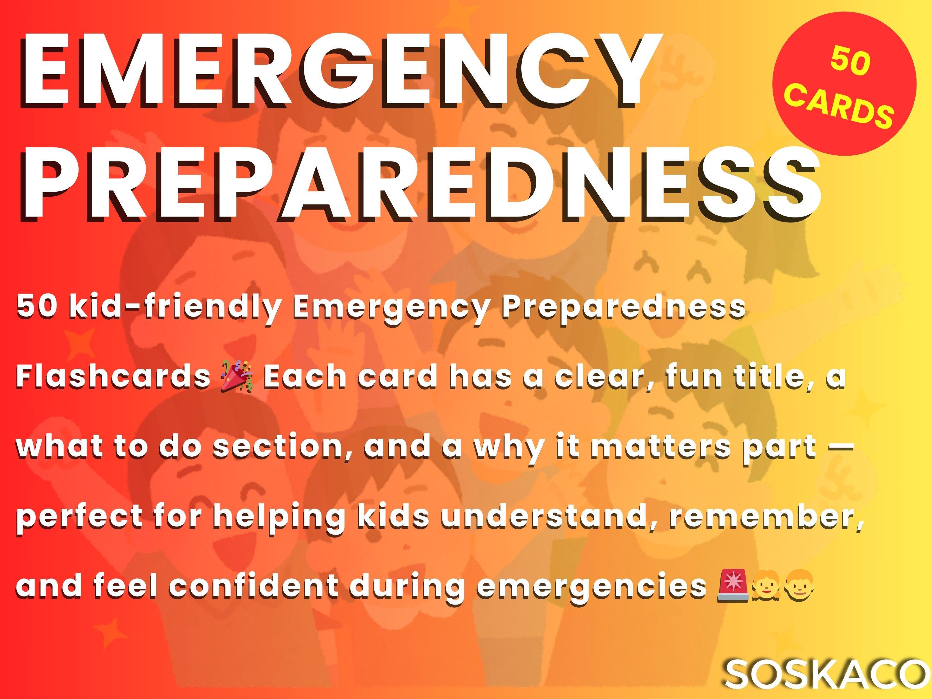 Emergency Preparedness Flashcards for Kids, Safety Skills Learning ...