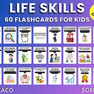 Life Skills Flashcards for Kids, Learning Entrepreneurship Activities ...