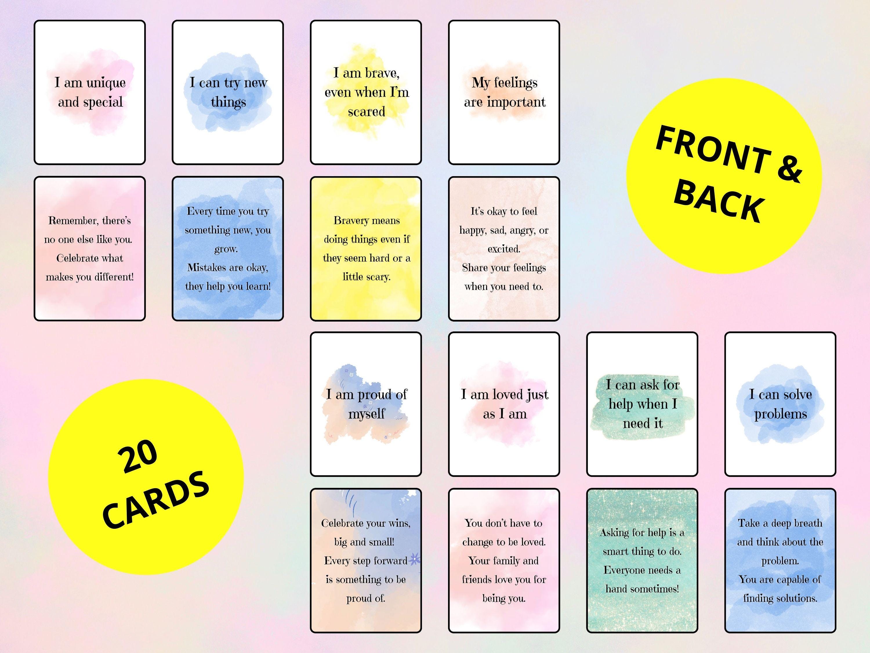 Self Esteem Flashcards for Kids, Printable Affirmation Cards ...