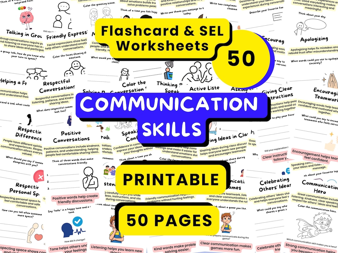 Communication Skills Worksheets for Kids, Flashcards Communication ...