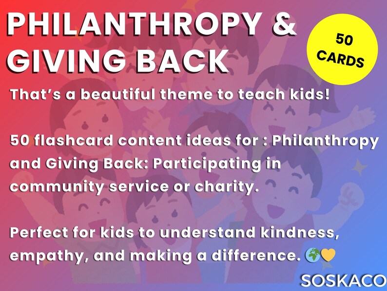 Philanthropy & Kindness Flashcards for Kids | Giving Back, Empathy and ...